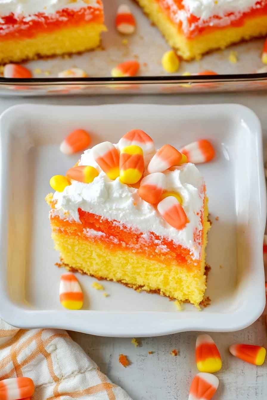 Candy Corn Poke Cake - My Cook Point