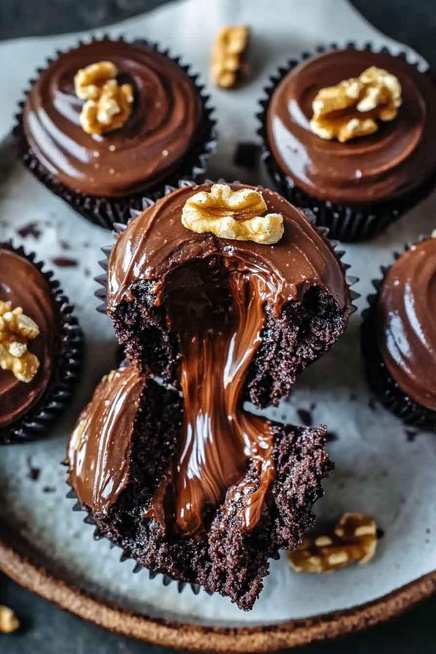 Chocolate Walnut Lava Cupcakes - My Cook Point
