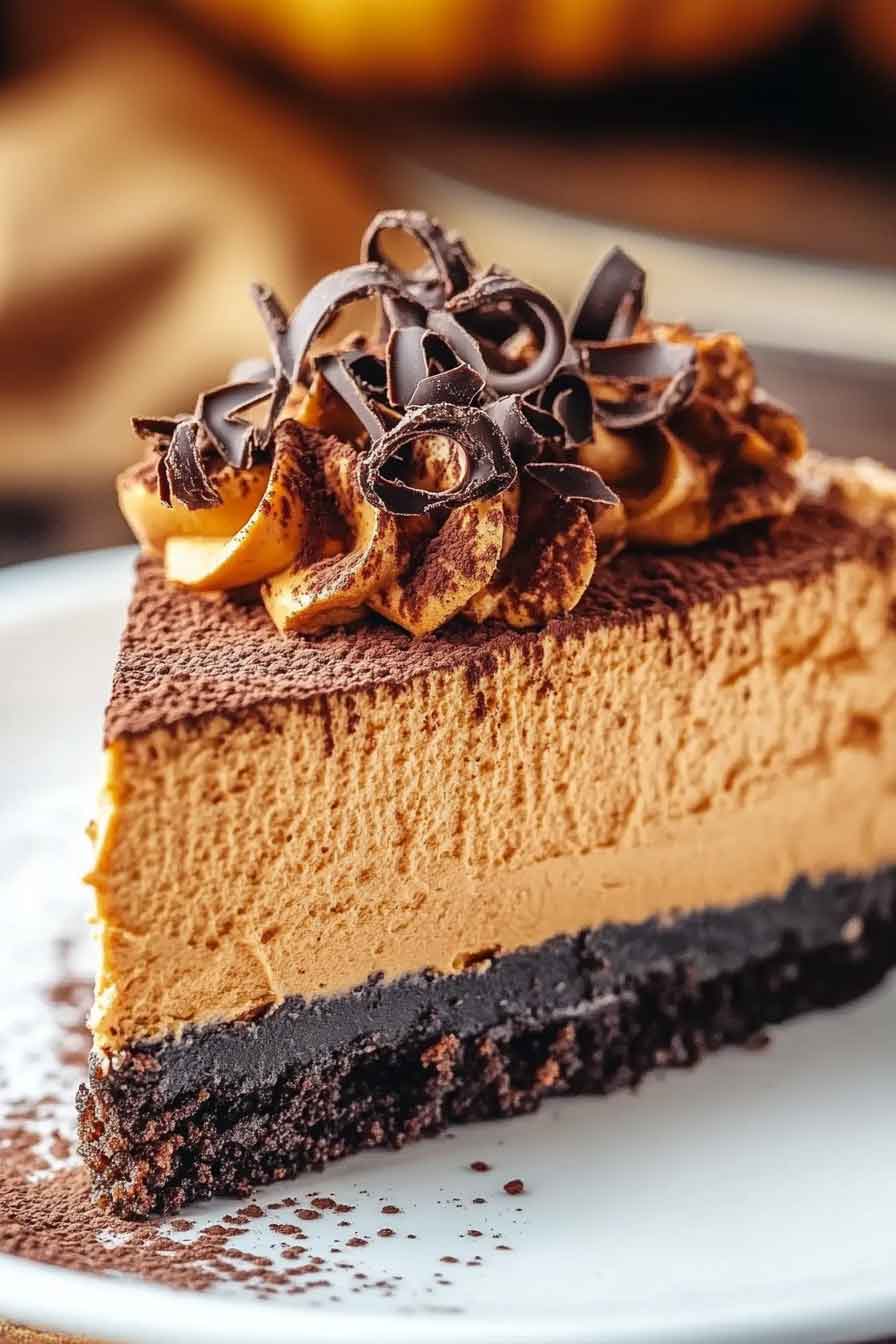 Chunkin Chocolate Pumpkin Cheesecake Recipe - My Cook Point