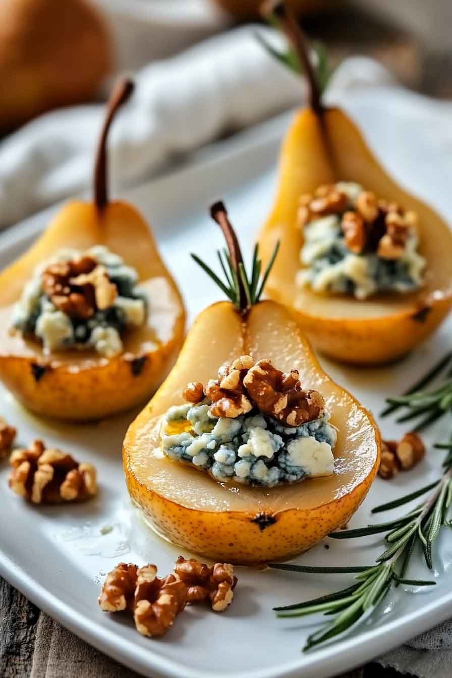 Elegant Blue Cheese Stuffed Pears Recipe - My Cook Point