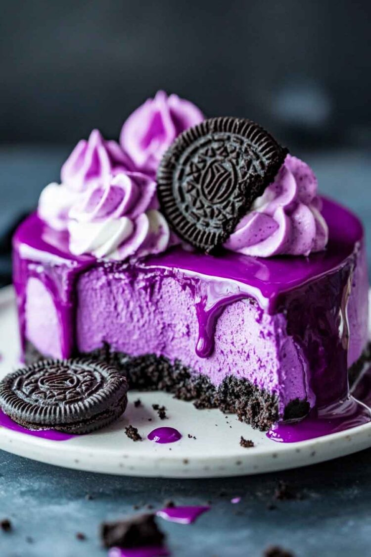 Purple Velvet Oreo Cheesecake Recipe - My Cook Point