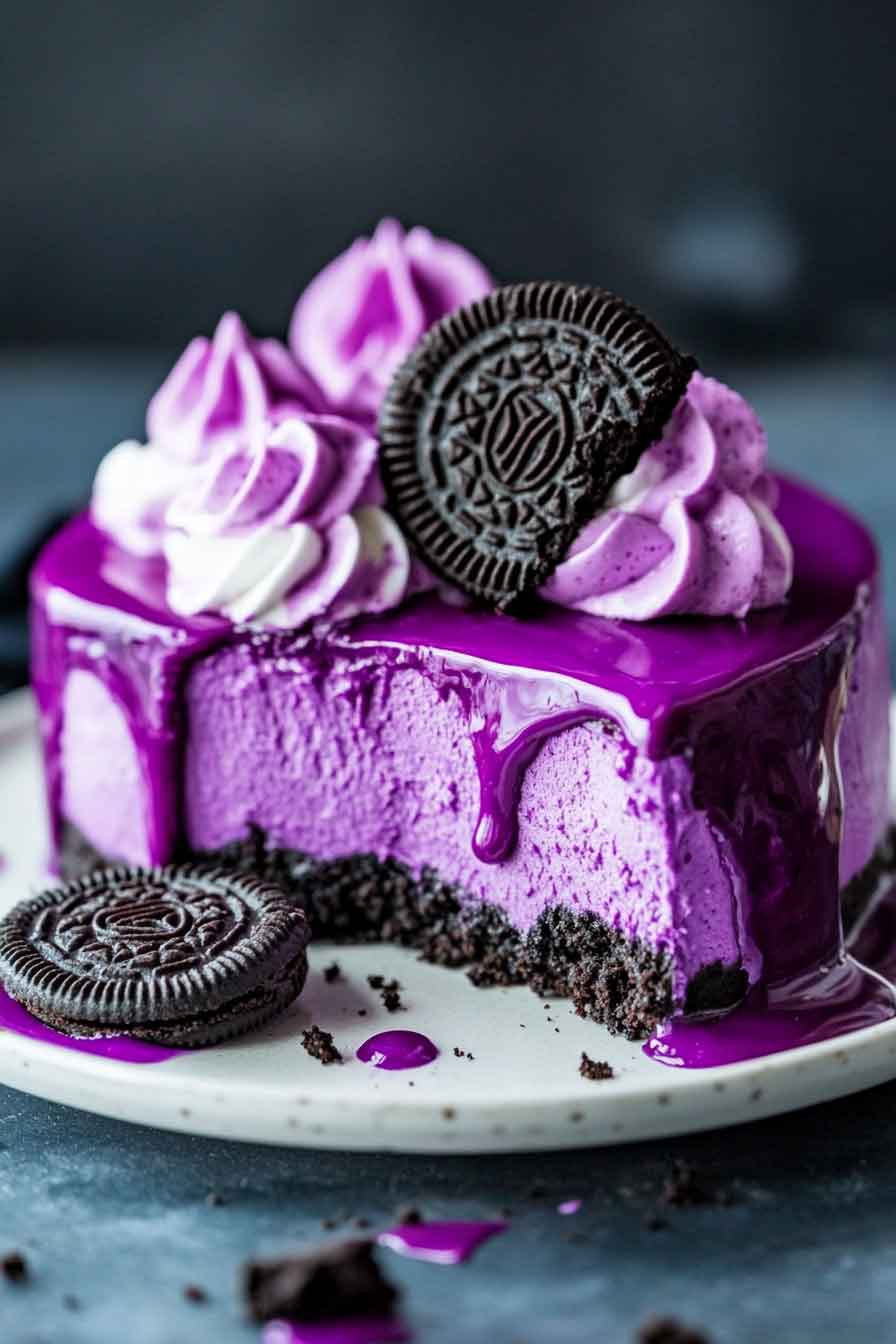 Purple Velvet Oreo Cheesecake Recipe - My Cook Point