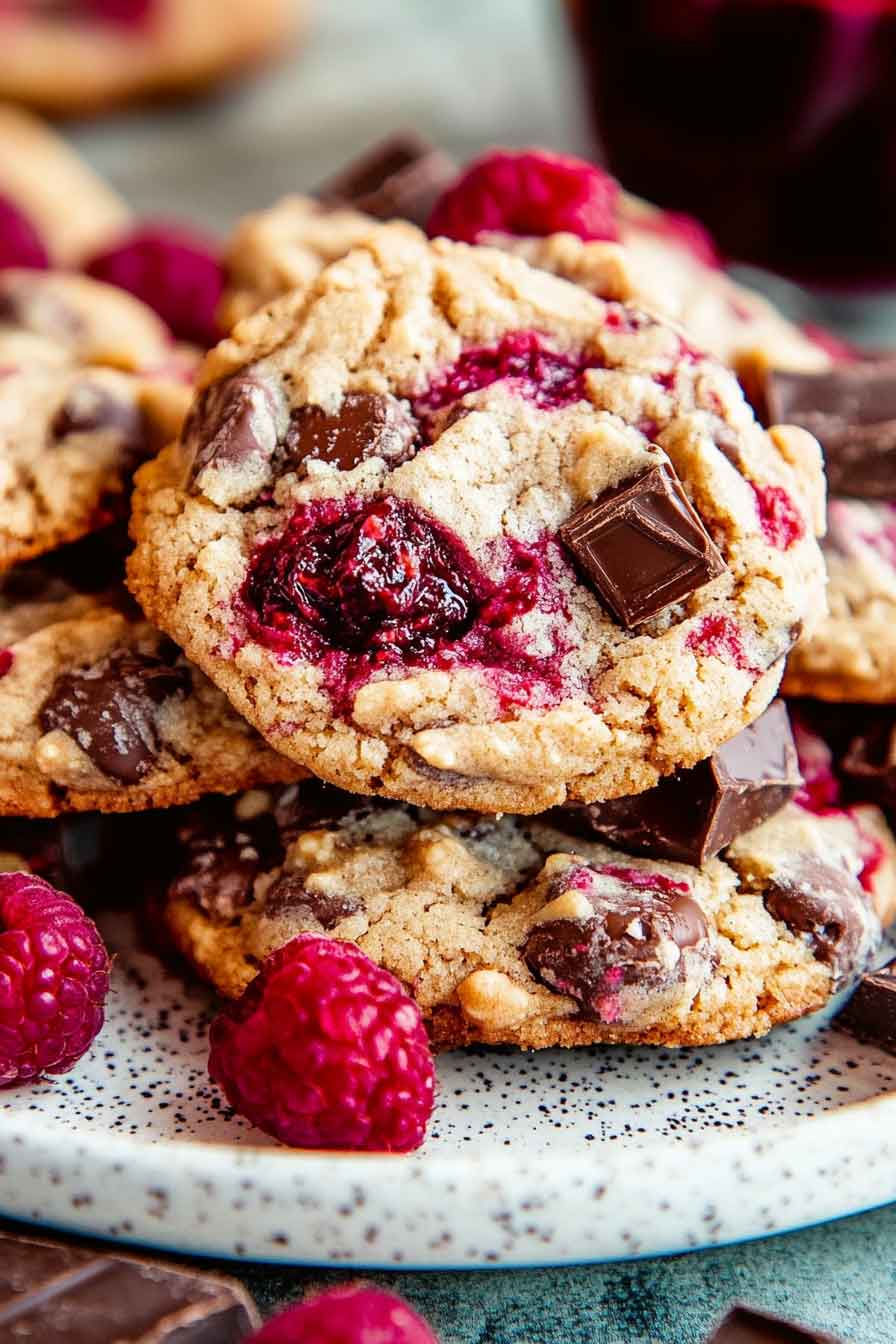 Raspberry Chocolate Chunk Cookies - My Cook Point