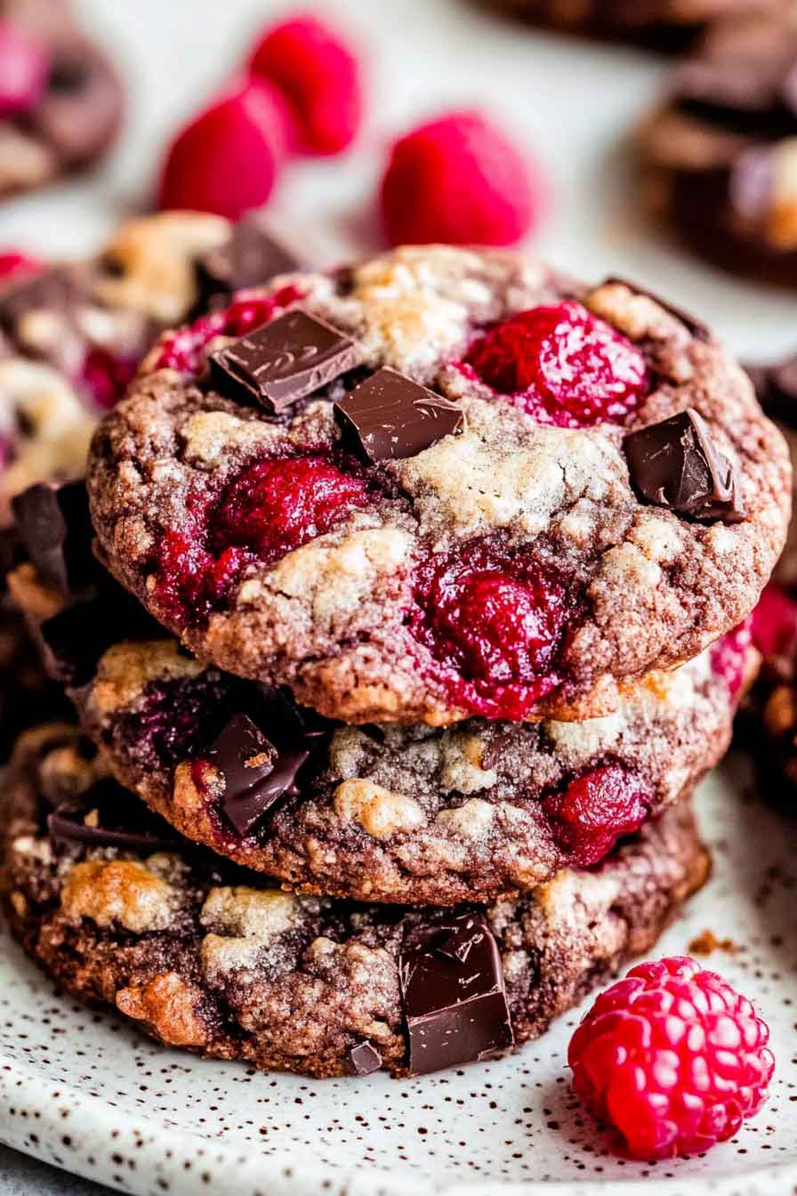 Raspberry Chocolate Chunk Cookies - My Cook Point