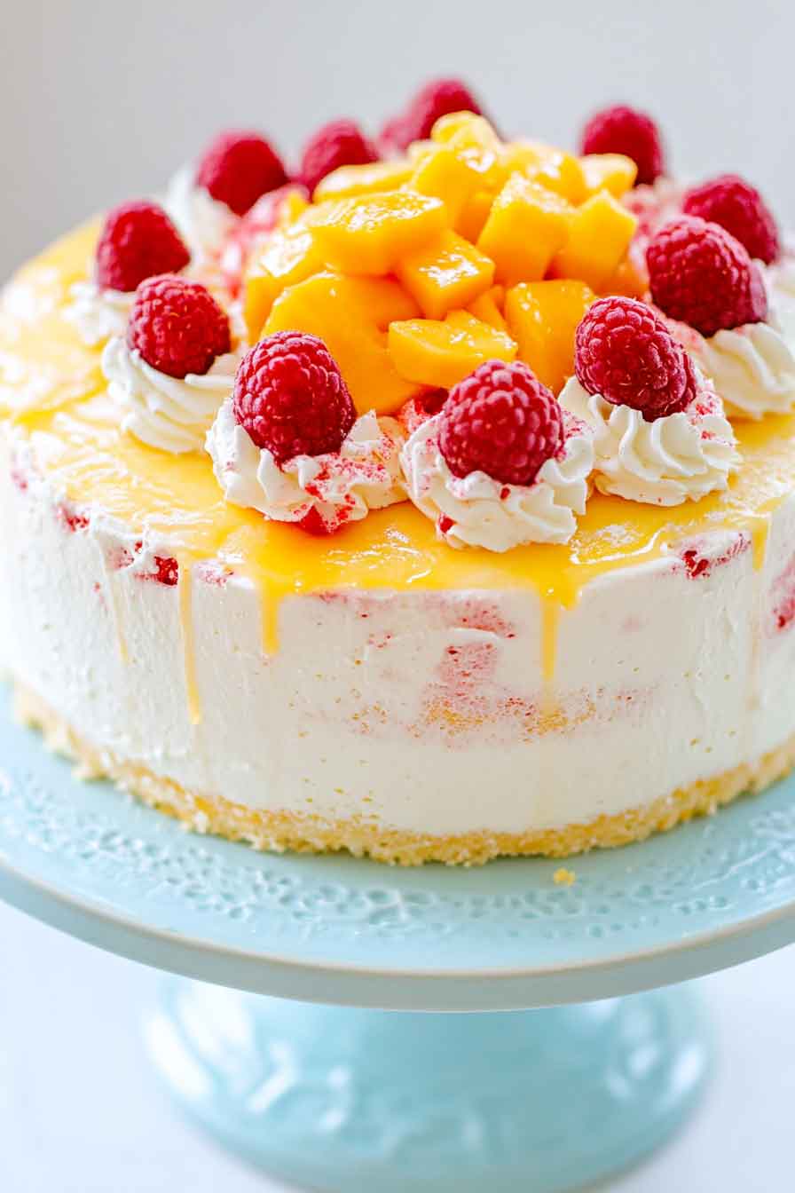 Raspberry Mango Cake Recipe - My Cook Point