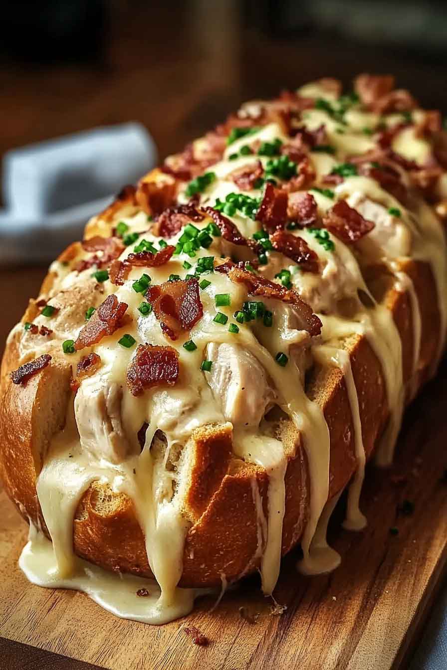 Stuffed Chicken Bacon Chive Bread Loaf – A Cheesy Savory Delight - My ...